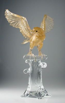 Murano glass falcon sculpture,collectable crystal bird ornaments ...